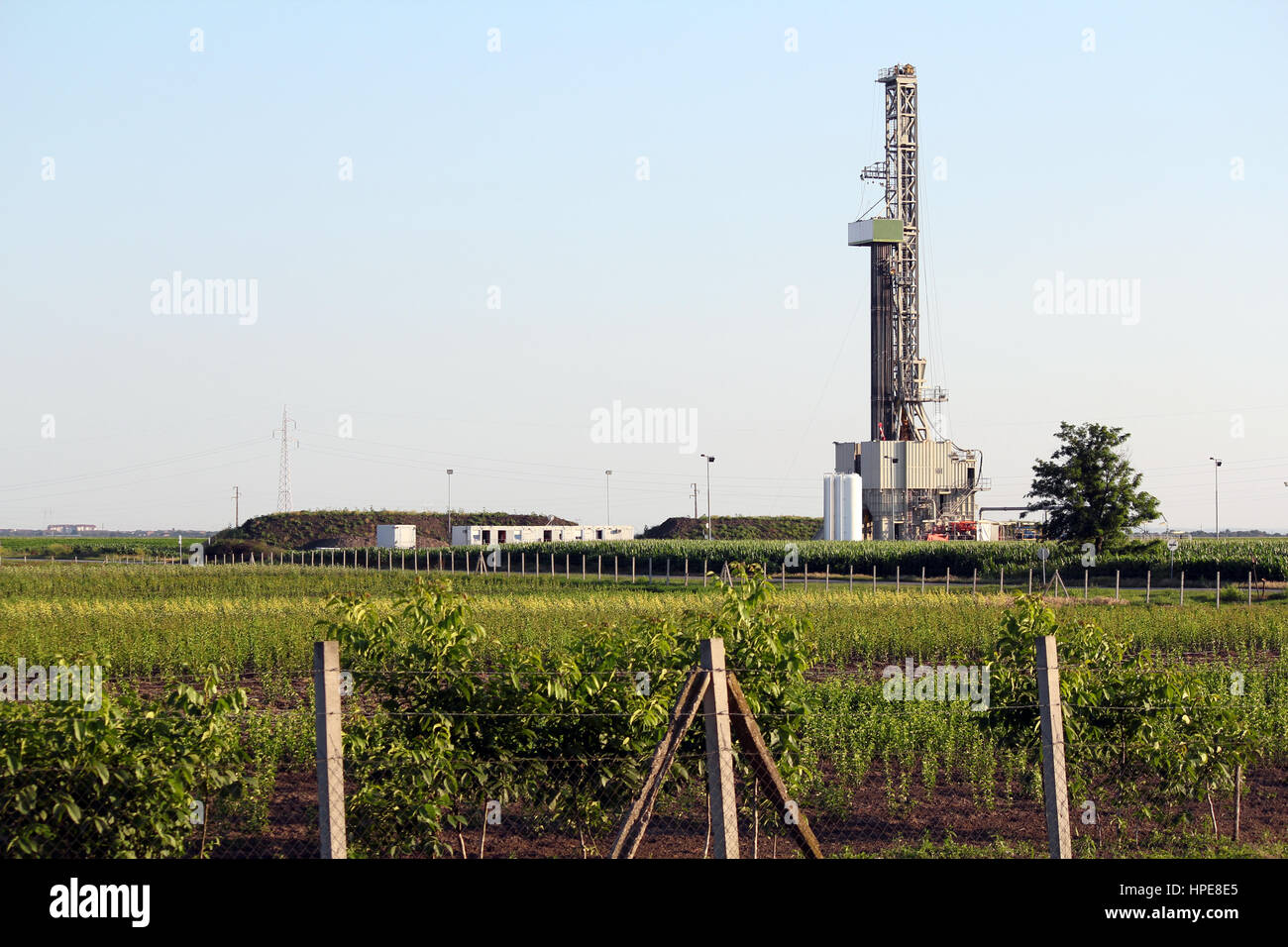 landscape with oil drilling rig Stock Photo - Alamy