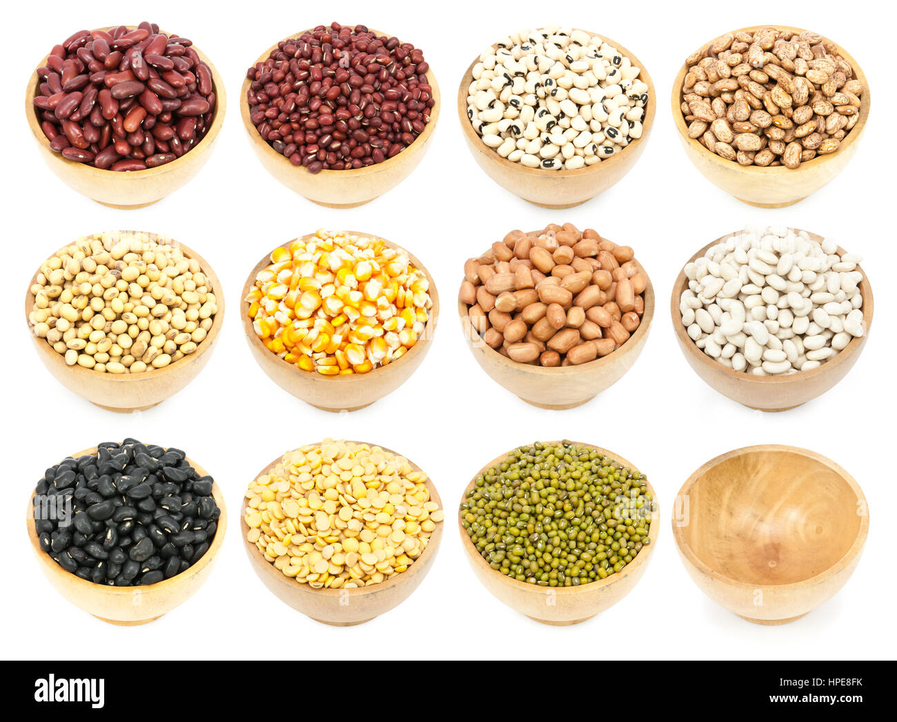 collection of legumes in the cup isolated on white background Stock ...