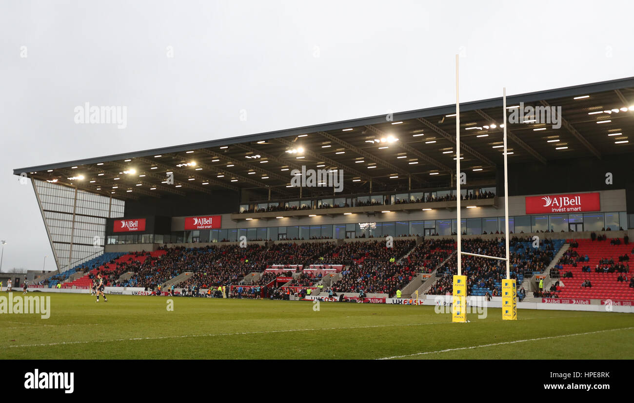 General view of the AJ Bell Stadium during the Aviva Premiership match ...