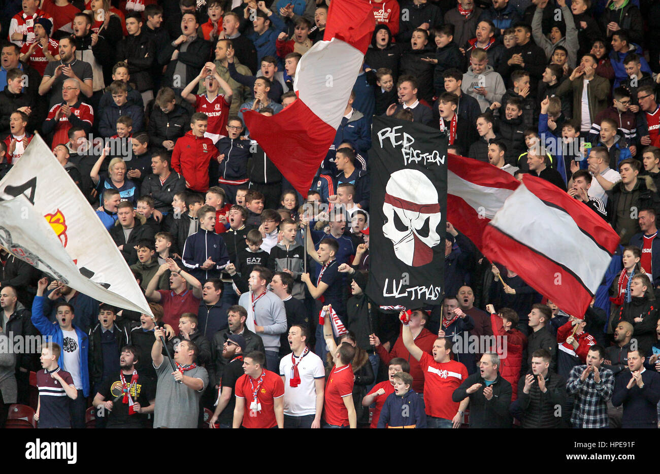 Middlesbrough fans in the stands Stock Photo - Alamy