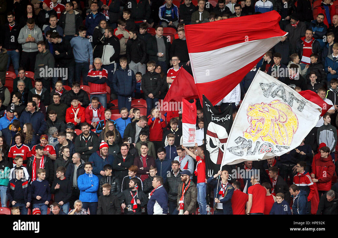 Middlesbrough fans in the stands Stock Photo - Alamy