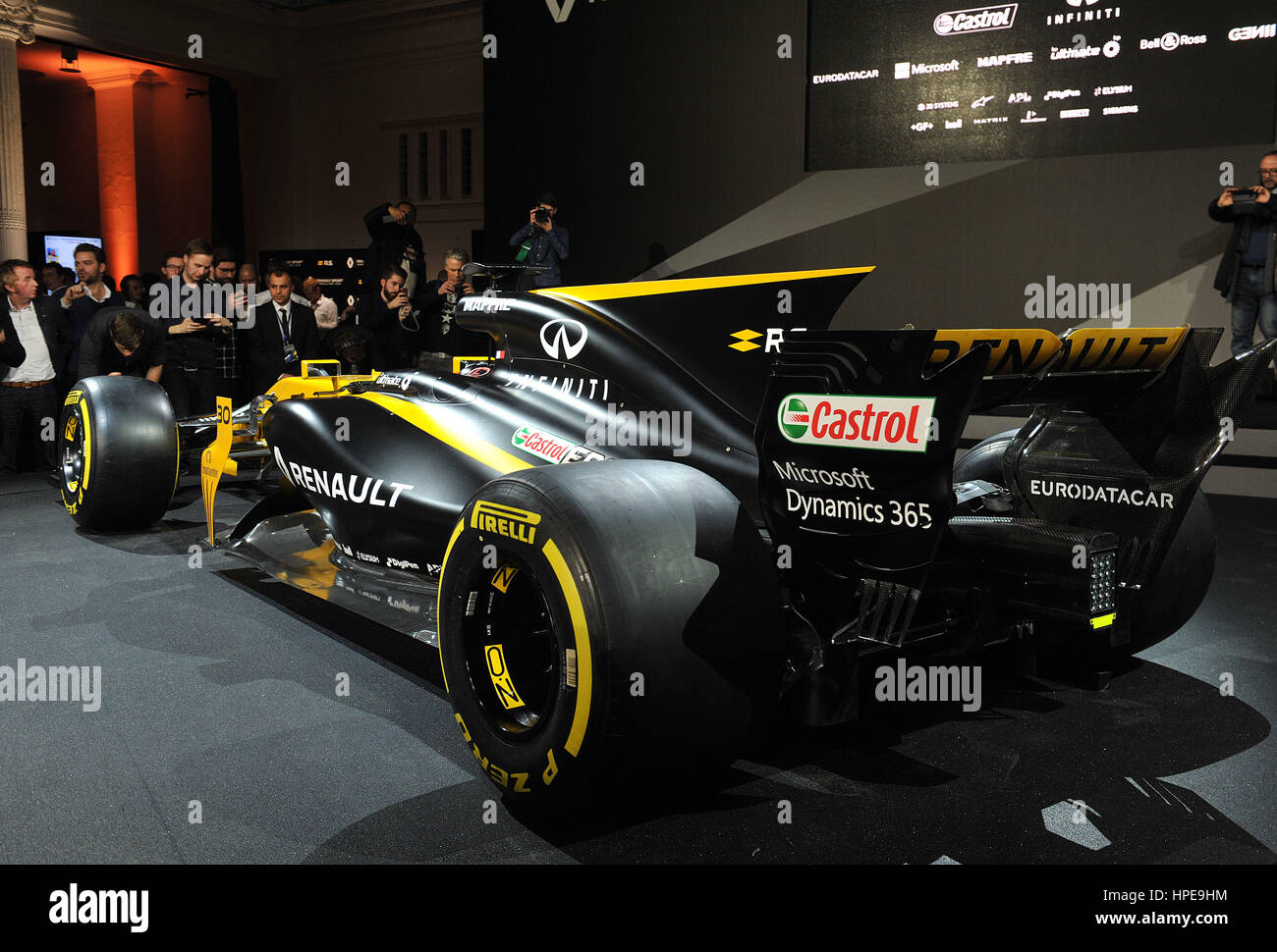 The new Renault RS17 Formula 1 car during its launch at Lindley Hall ...