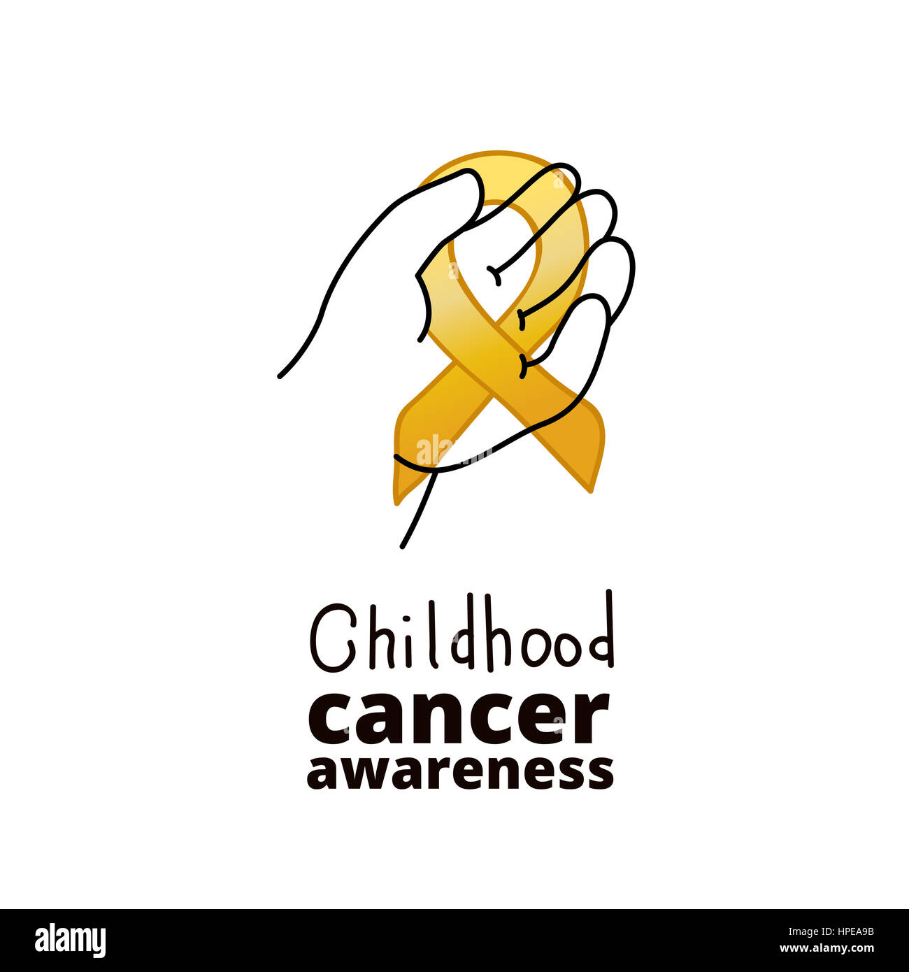 International Childhood Cancer Day, design element. Golden ribbon is a ...