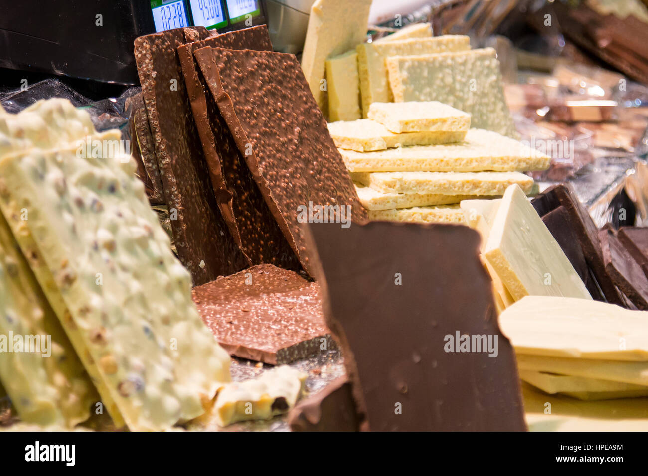 View of lots of milk chocolate Stock Photo - Alamy