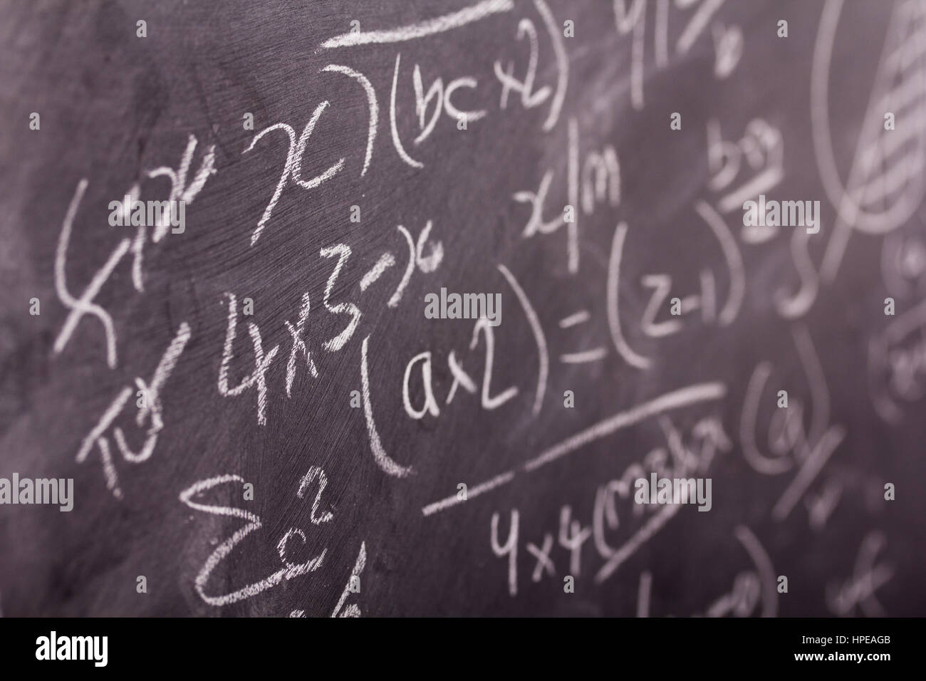 Close up of blackboard with maths equations and sums Stock Photo - Alamy