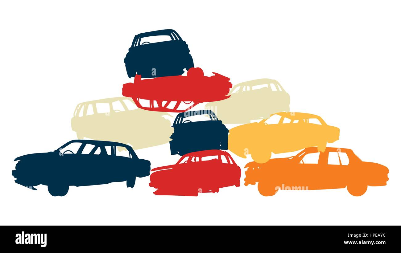 Car crushed Stock Vector Images - Alamy