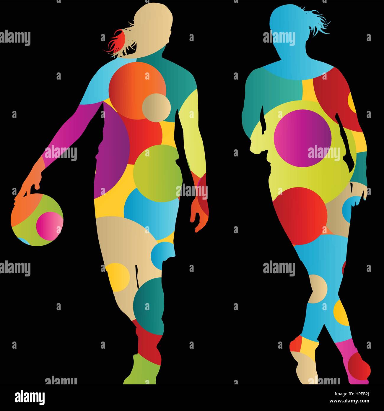 Female basketball players dribble Stock Vector Images - Alamy