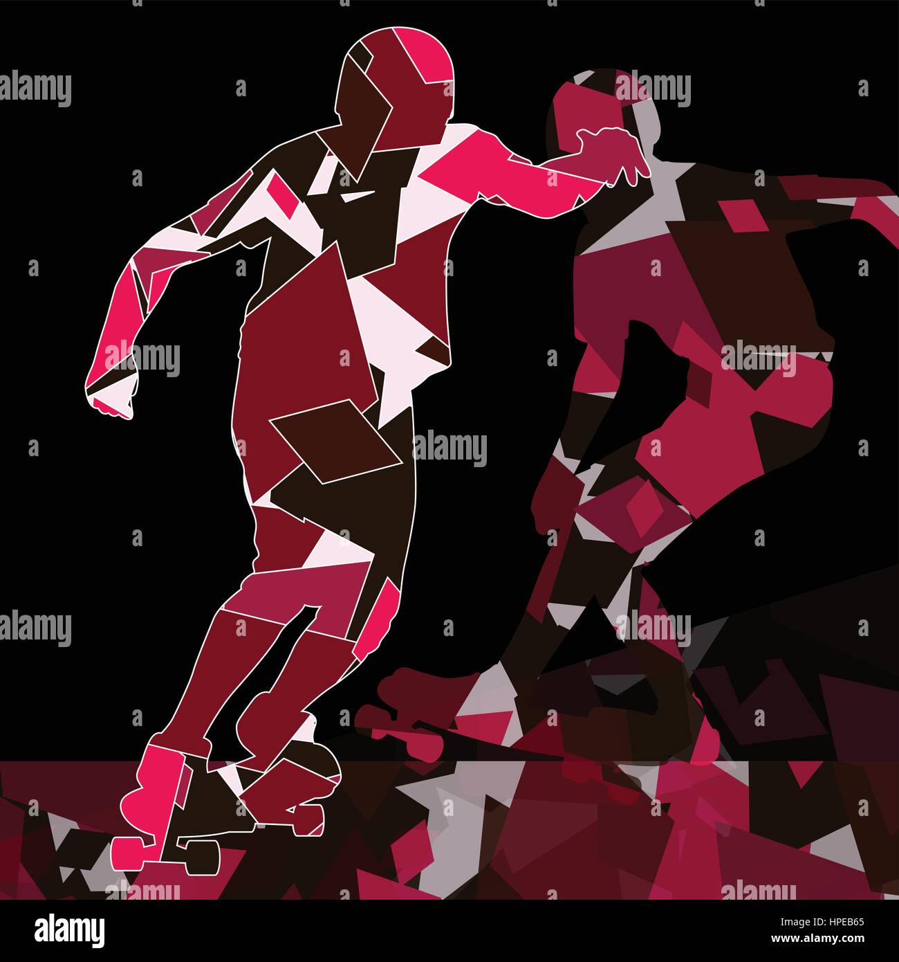 Skateboarder vector background abstract concept made of polygon ...