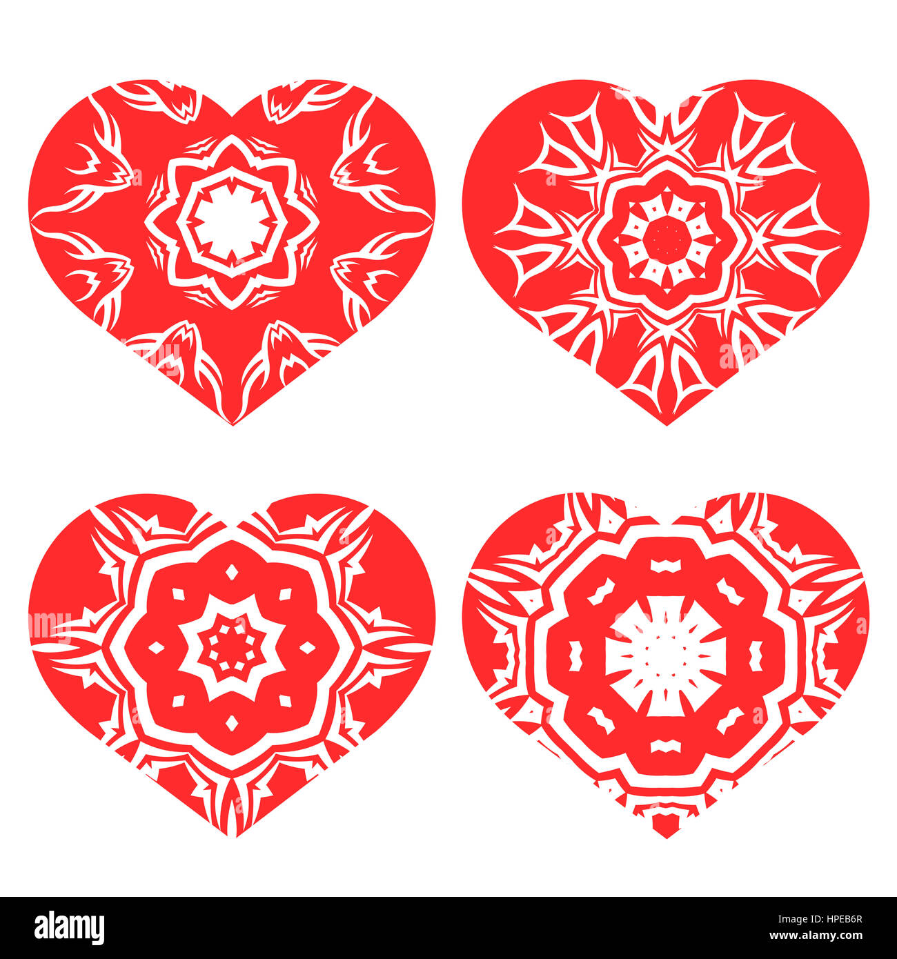 Romantic Red Heart Set Isolated on White Background. Image Suitable for ...