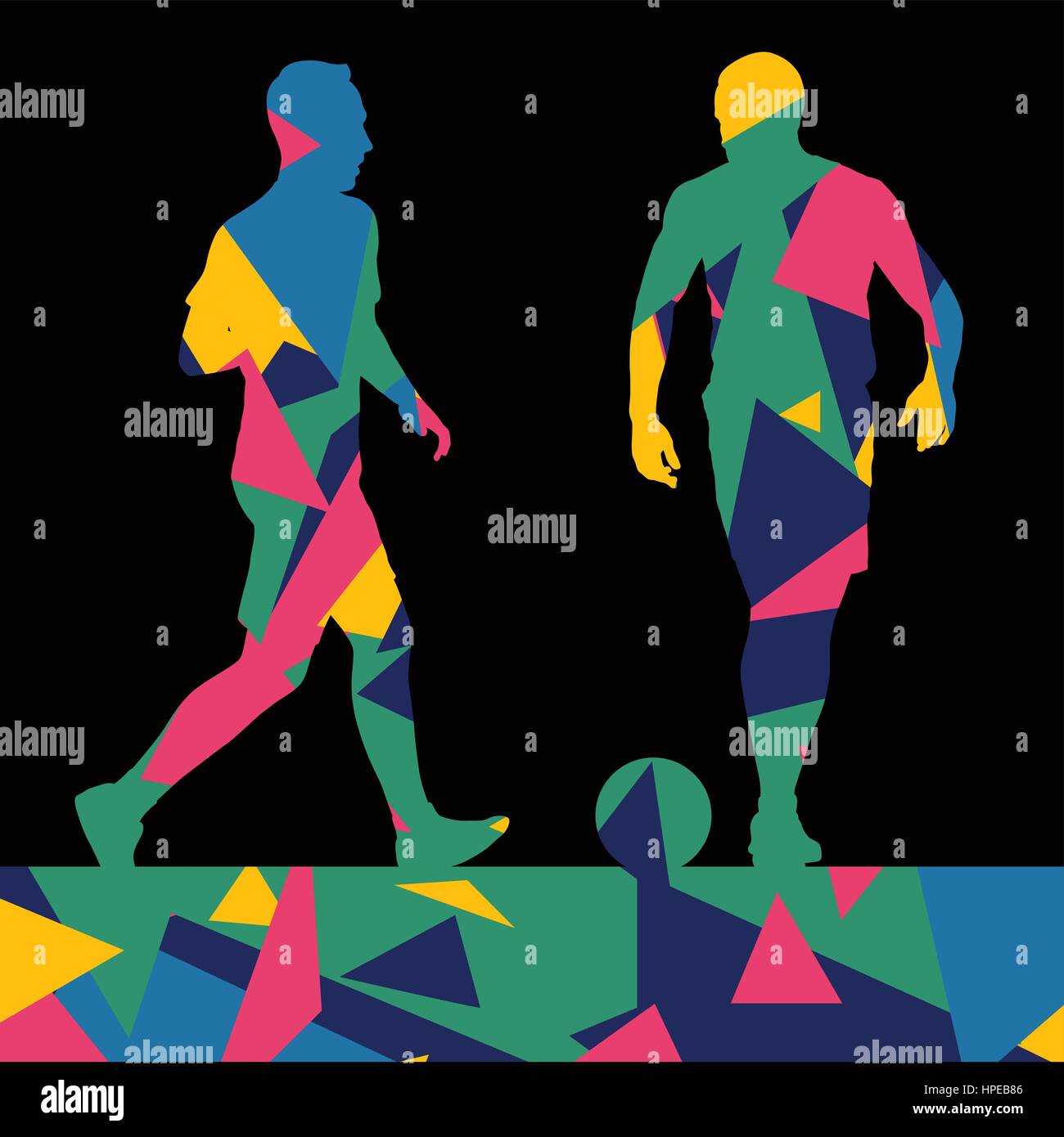 Soccer men football players active sport silhouettes vector abstract ...