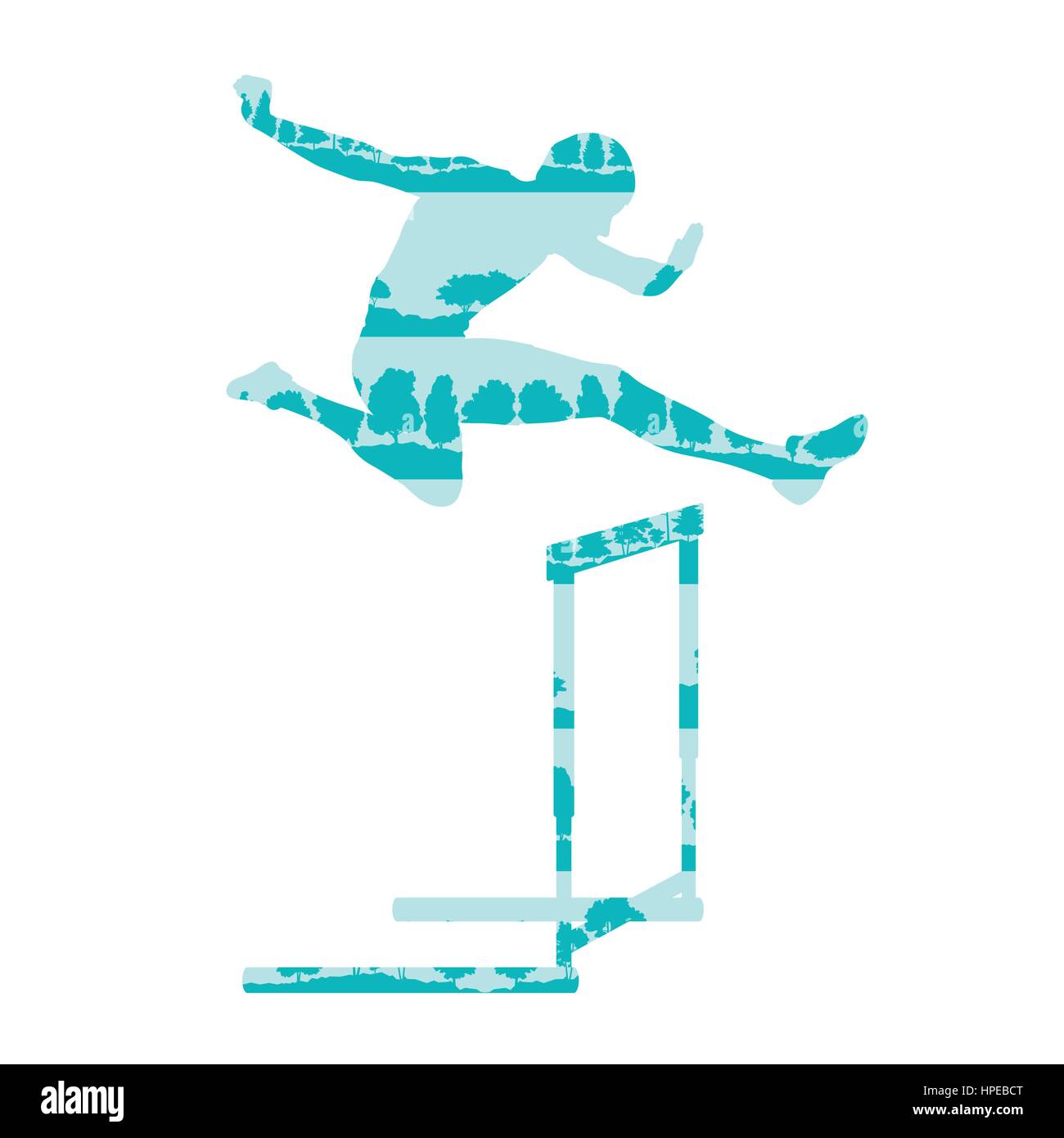 Hurdler in race vector background concept made of forest trees ...