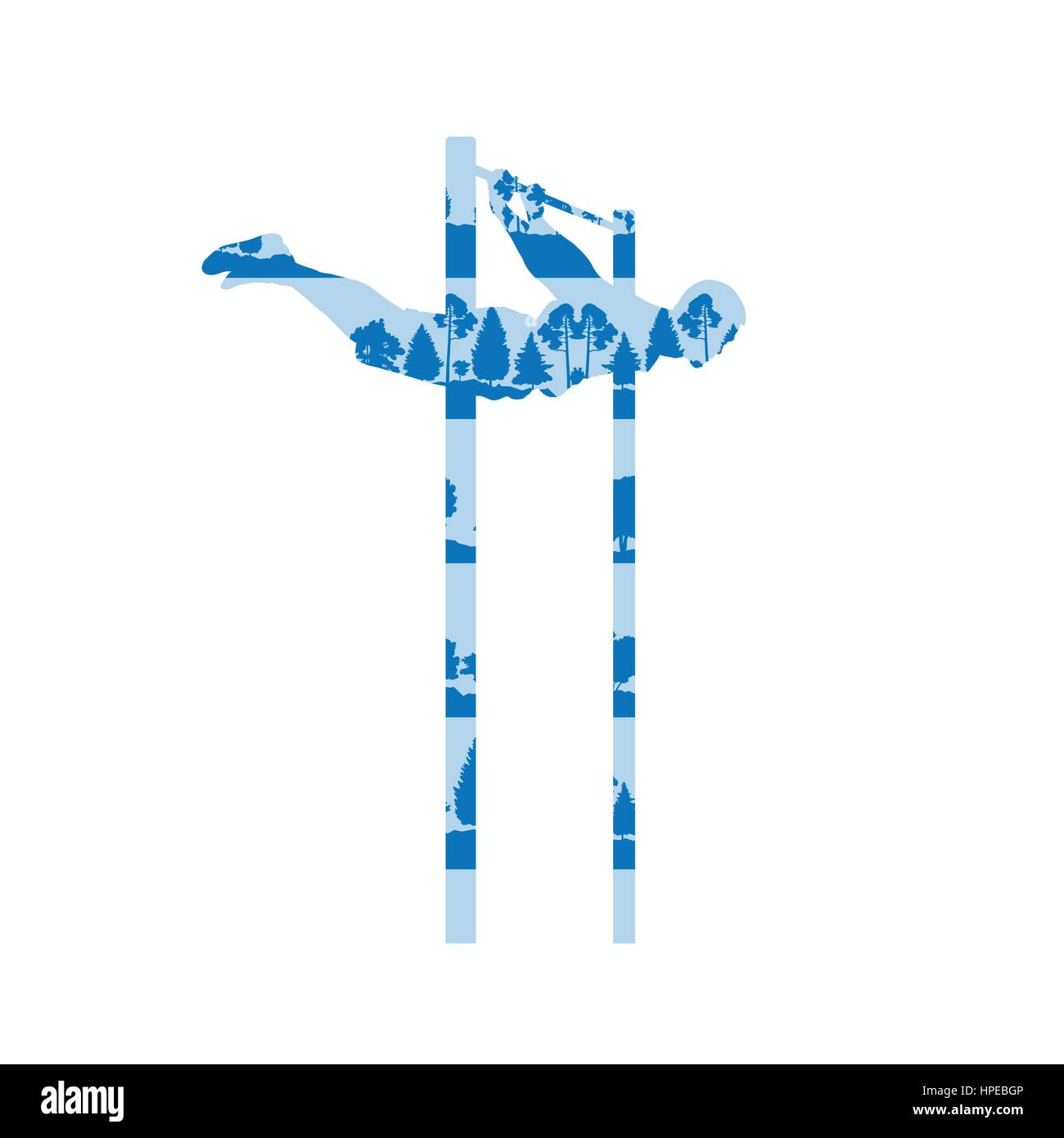 Man doing pull up exercise with rod vector background concept made of ...