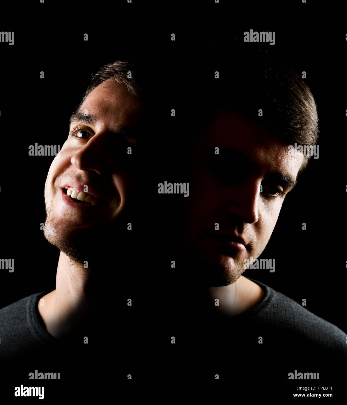 Collage of a happy and sad face hi-res stock photography and images - Alamy