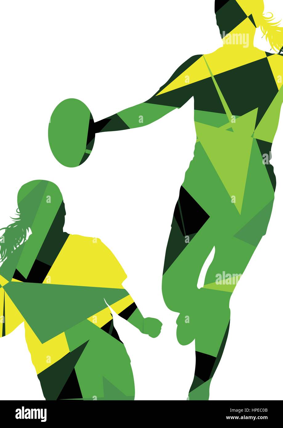 Active women rugby players young healthy sport silhouettes abstract ...