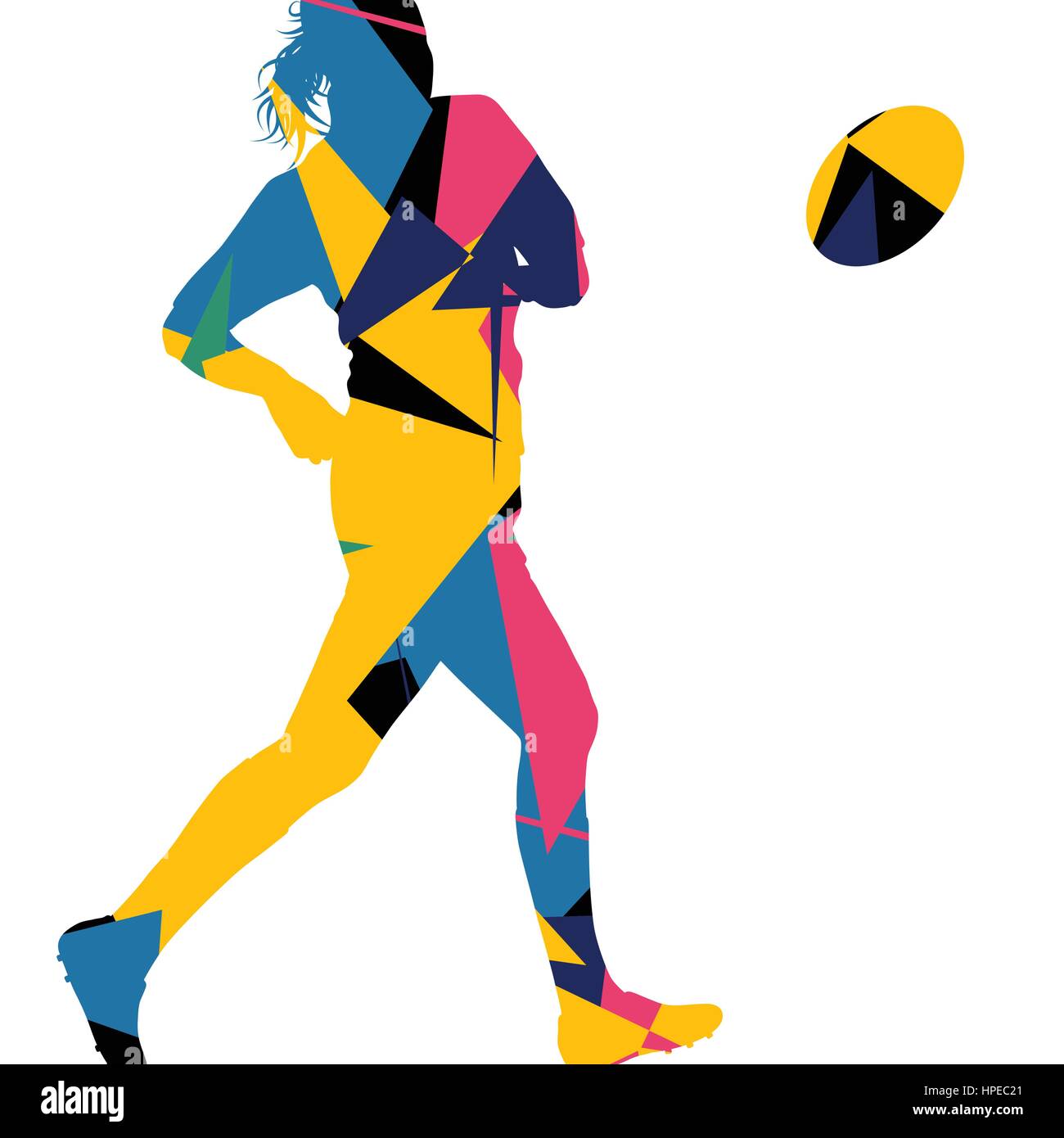 Active women rugby players young healthy sport silhouettes abstract ...