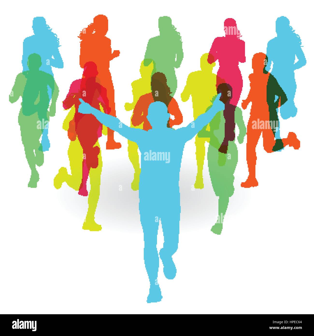 Running marathon people group vector illustration background Stock ...