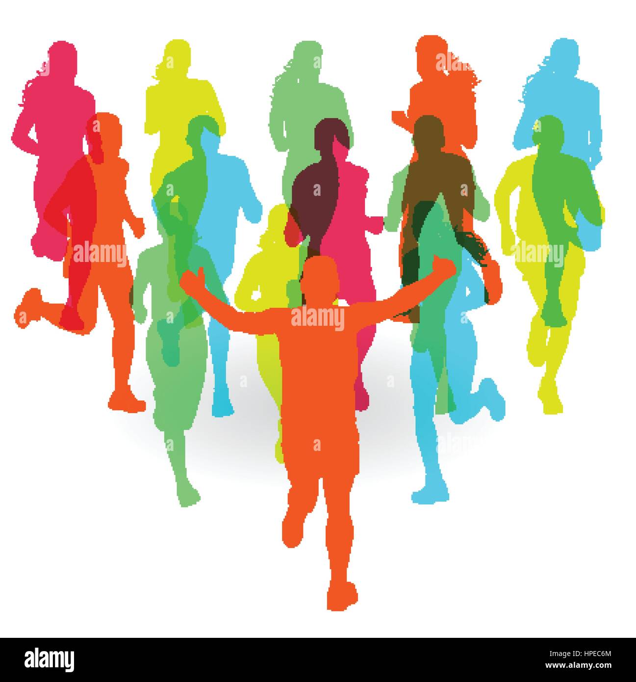 Running marathon people group vector illustration background Stock ...
