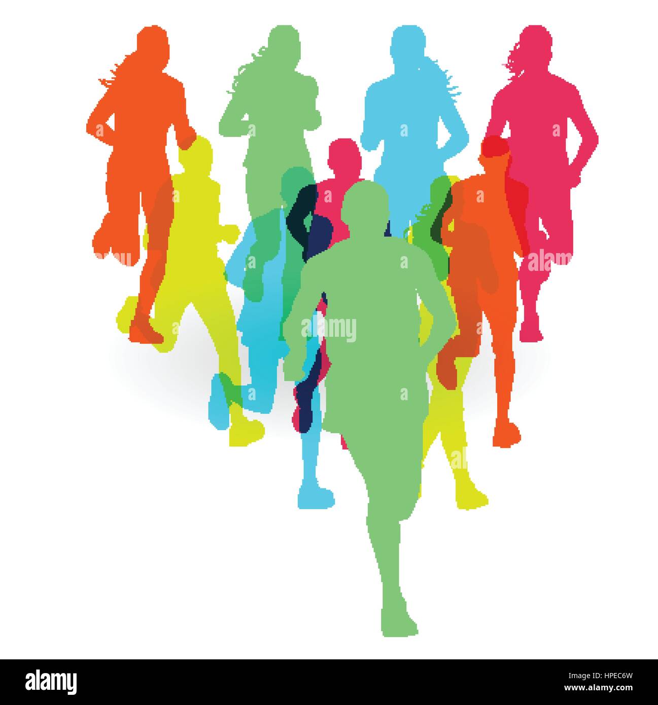Running marathon people group vector illustration background Stock ...