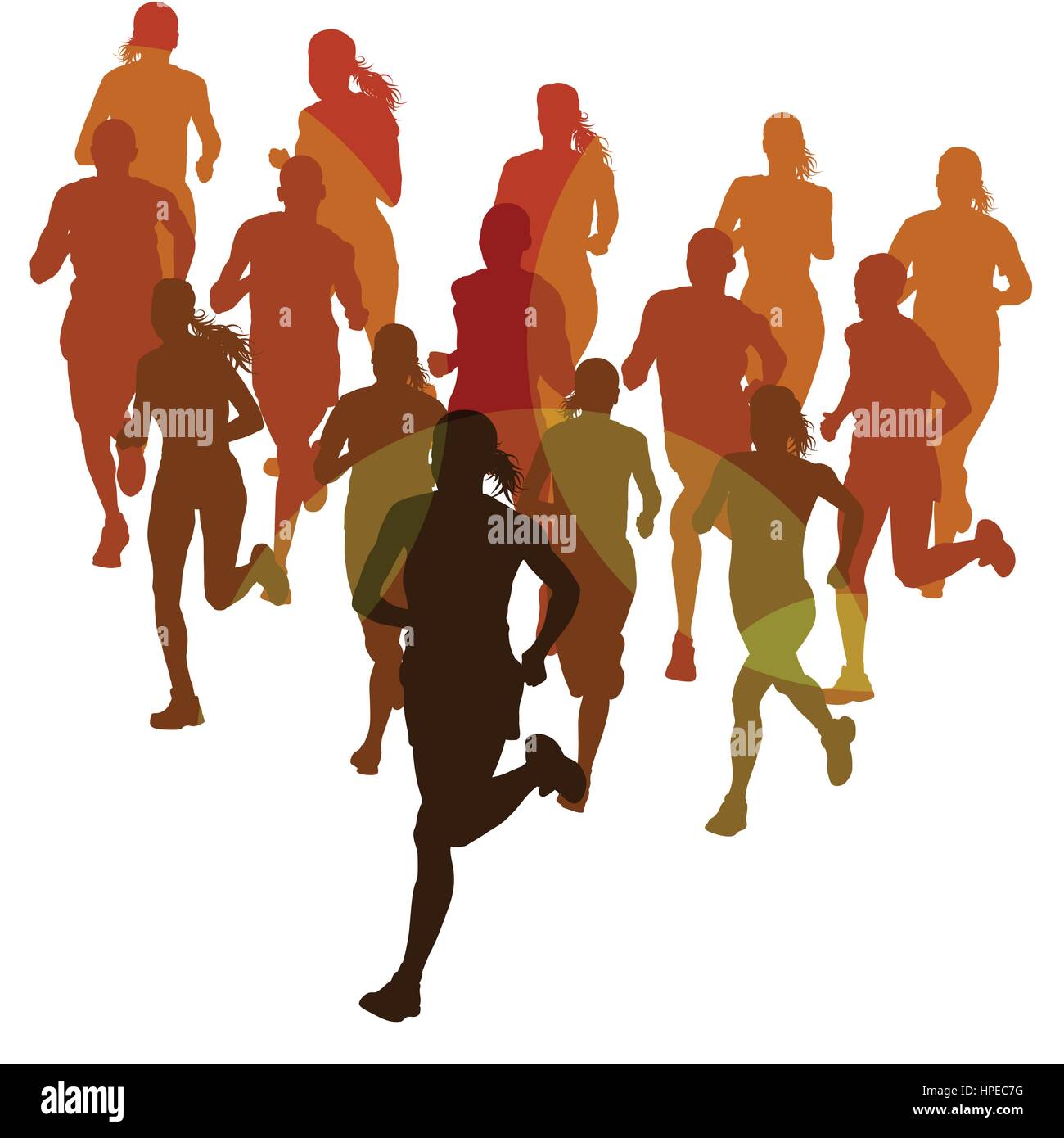 Running marathon people group vector illustration background Stock ...