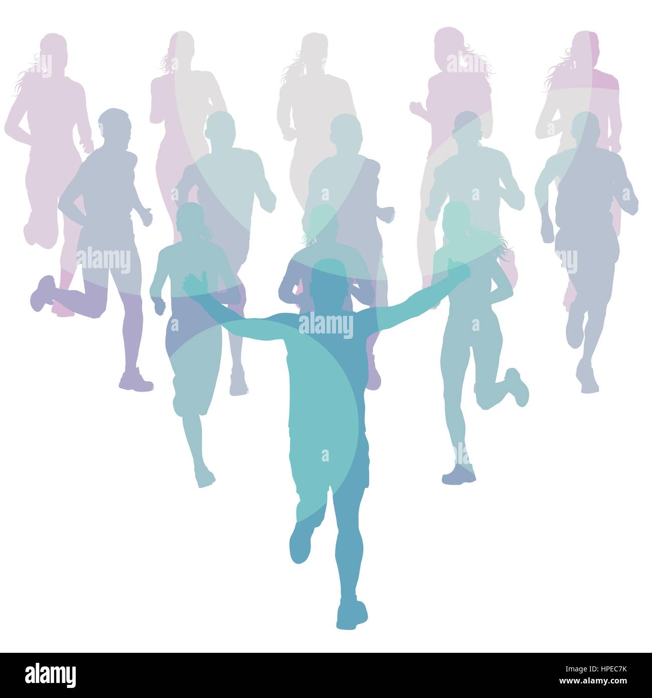 Running marathon people group vector illustration background Stock ...