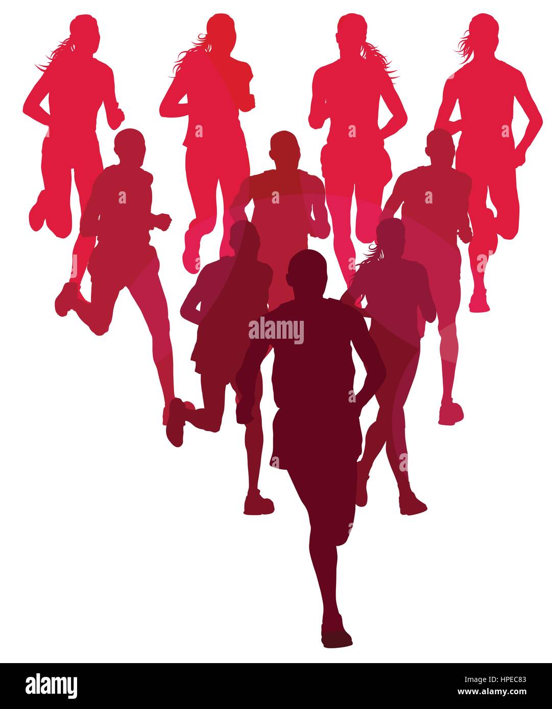 Running marathon people group vector illustration background Stock ...
