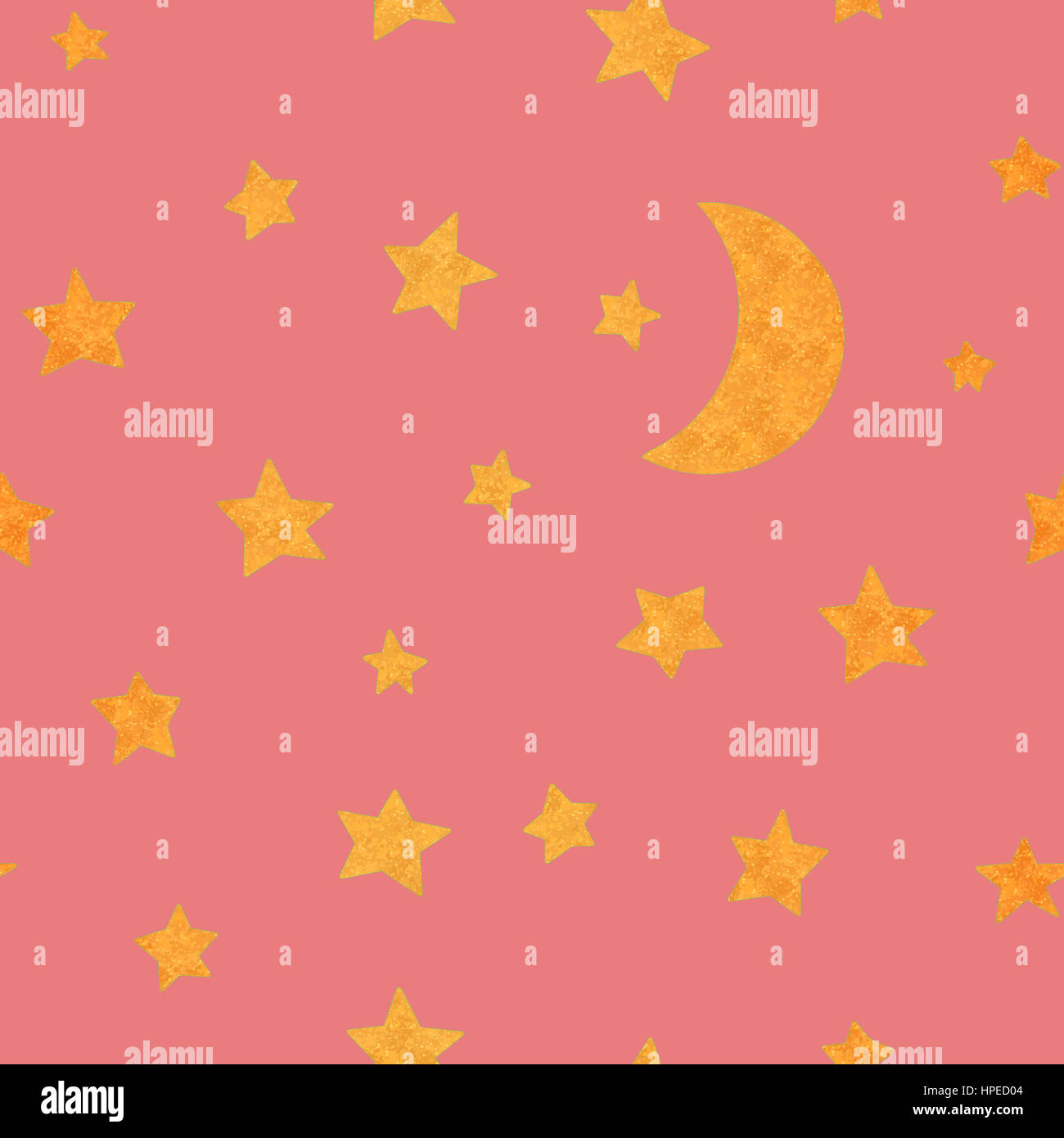 Seamless pattern with glittery gold stars and moon Stock Photo - Alamy