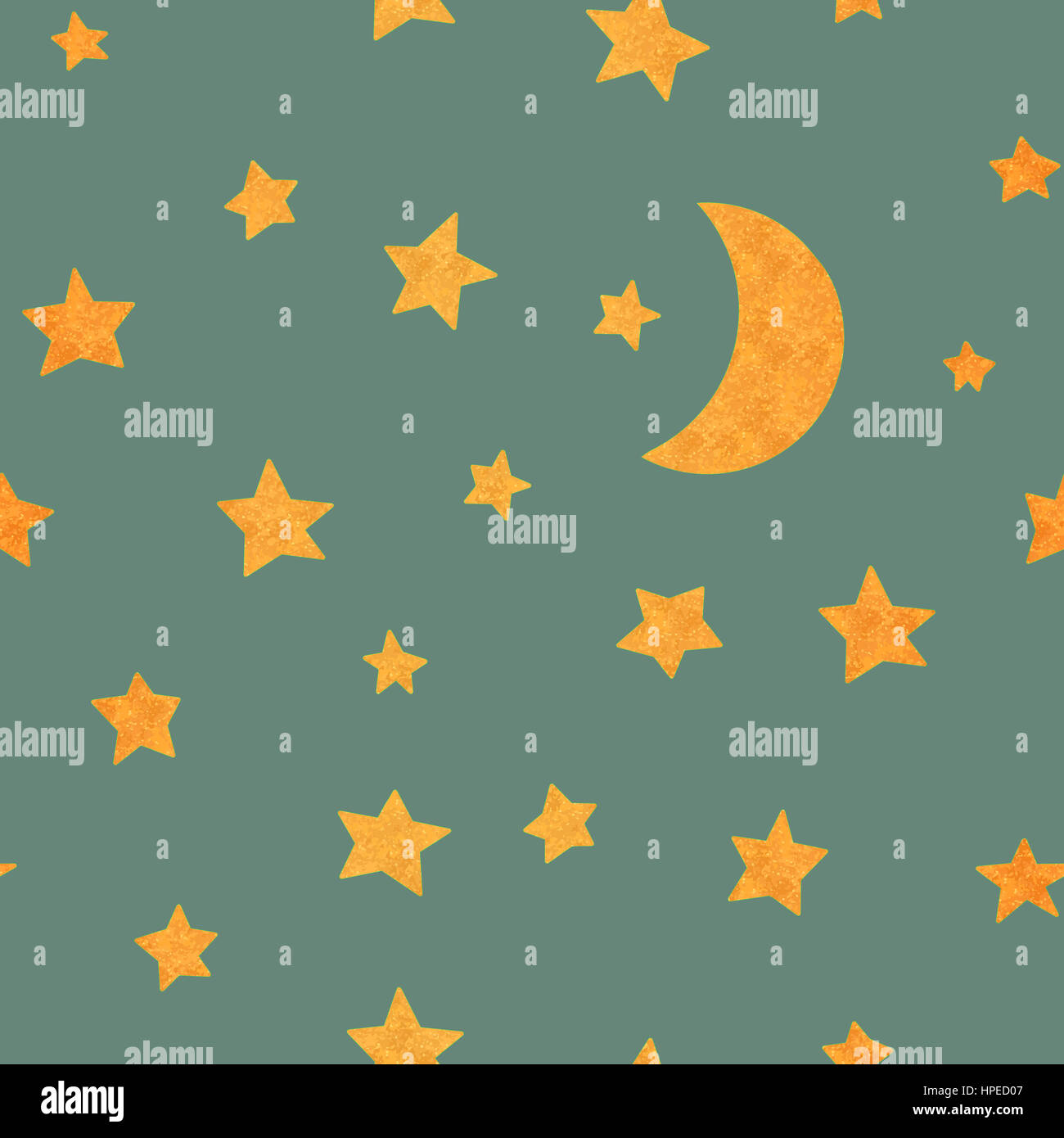 Seamless pattern with glittery gold stars and moon Stock Photo - Alamy