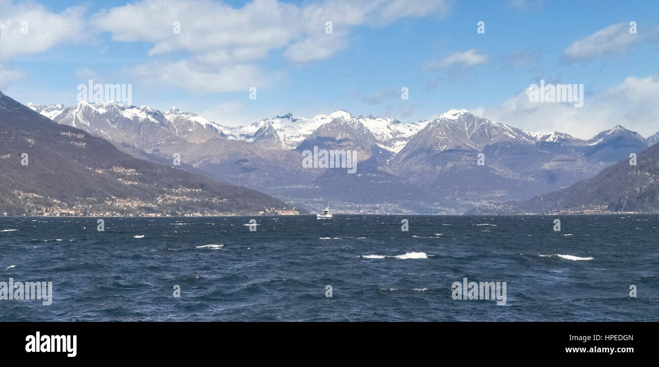 Lake of Como, Italy: Picture of the lake to the north with snow-capped ...