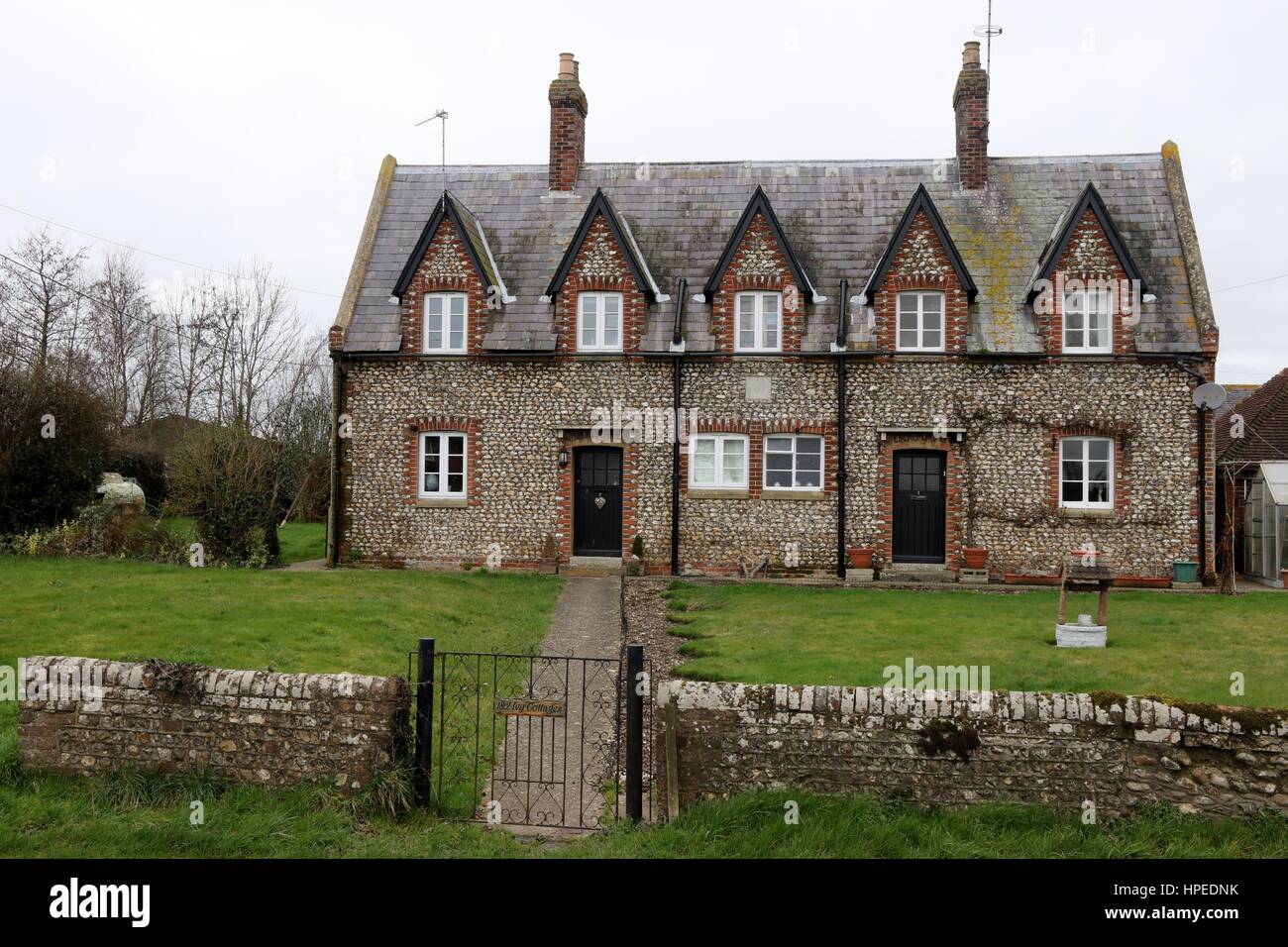 An old flint built english home in Donnington, chichester, 2017 Stock ...