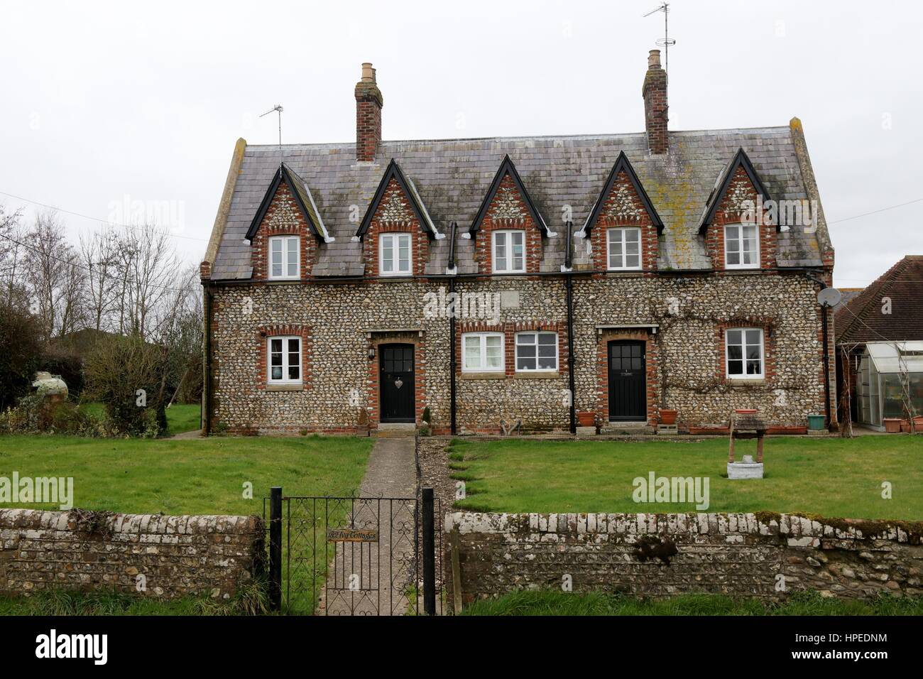An old flint built english home in Donnington, chichester, 2017 Stock ...