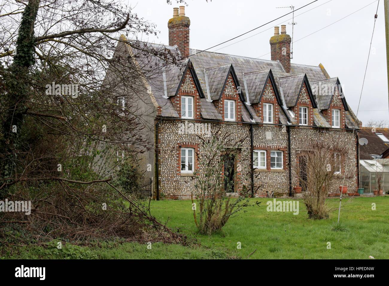 An old flint built english home in Donnington, chichester, 2017 Stock ...
