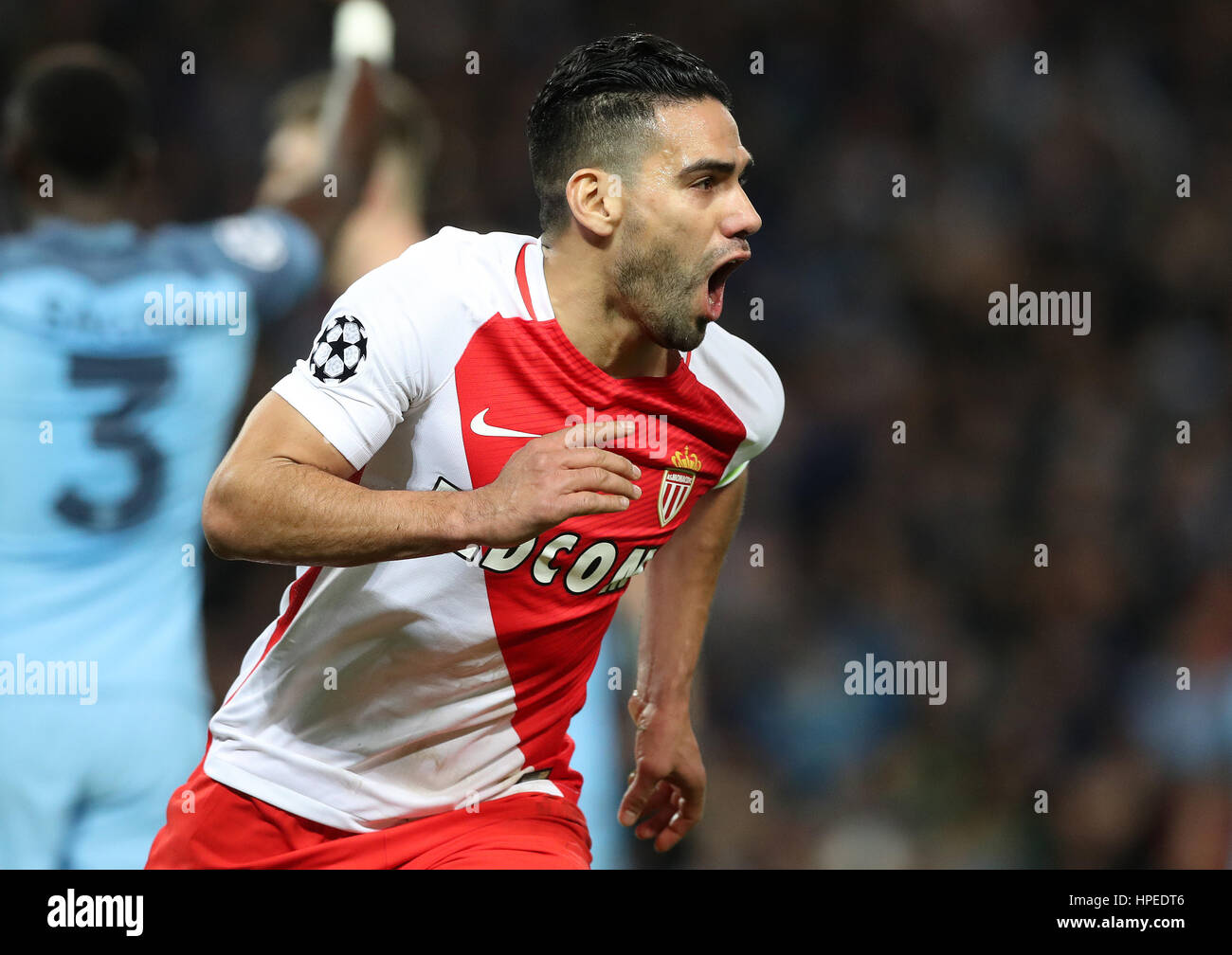 Monaco's Radamel Falcao celebrates scoring his sides opening goal ...