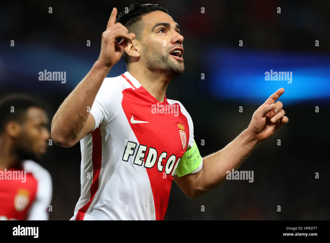 Monacos radamel falcao celebrates scoring hi-res stock photography and ...