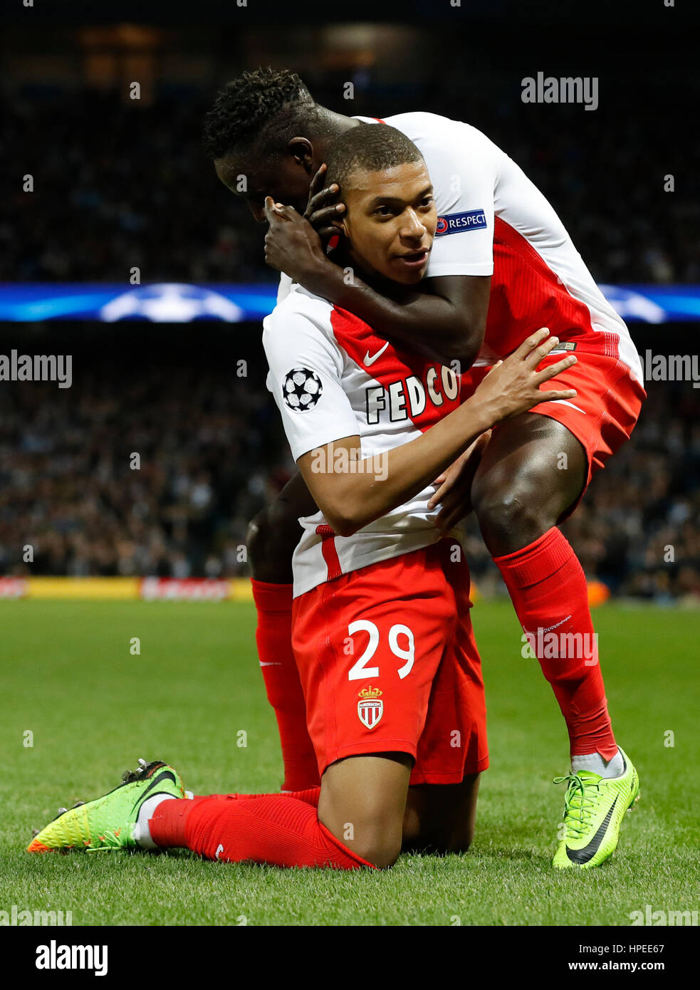 Monaco's Kylian Mbappe-Lottin celebrates scoring his side second goal ...