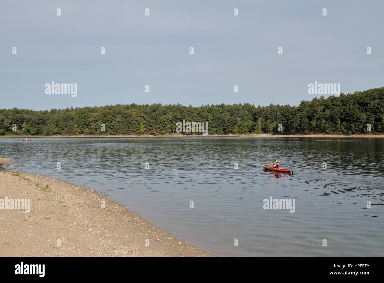 General view across Walden Pond in Concord, Massachusetts, United ...