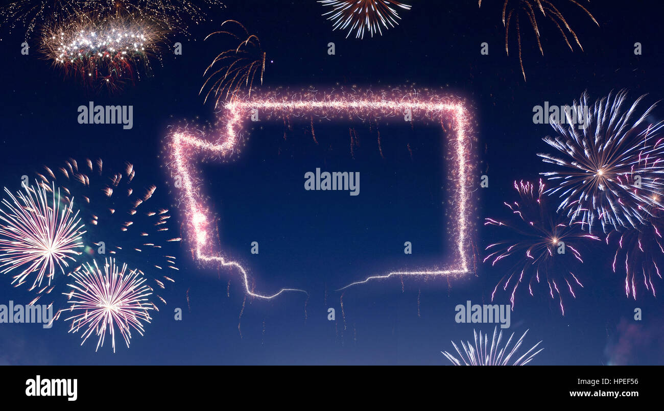 A dark night sky with a sparkling red firecracker in the shape of ...