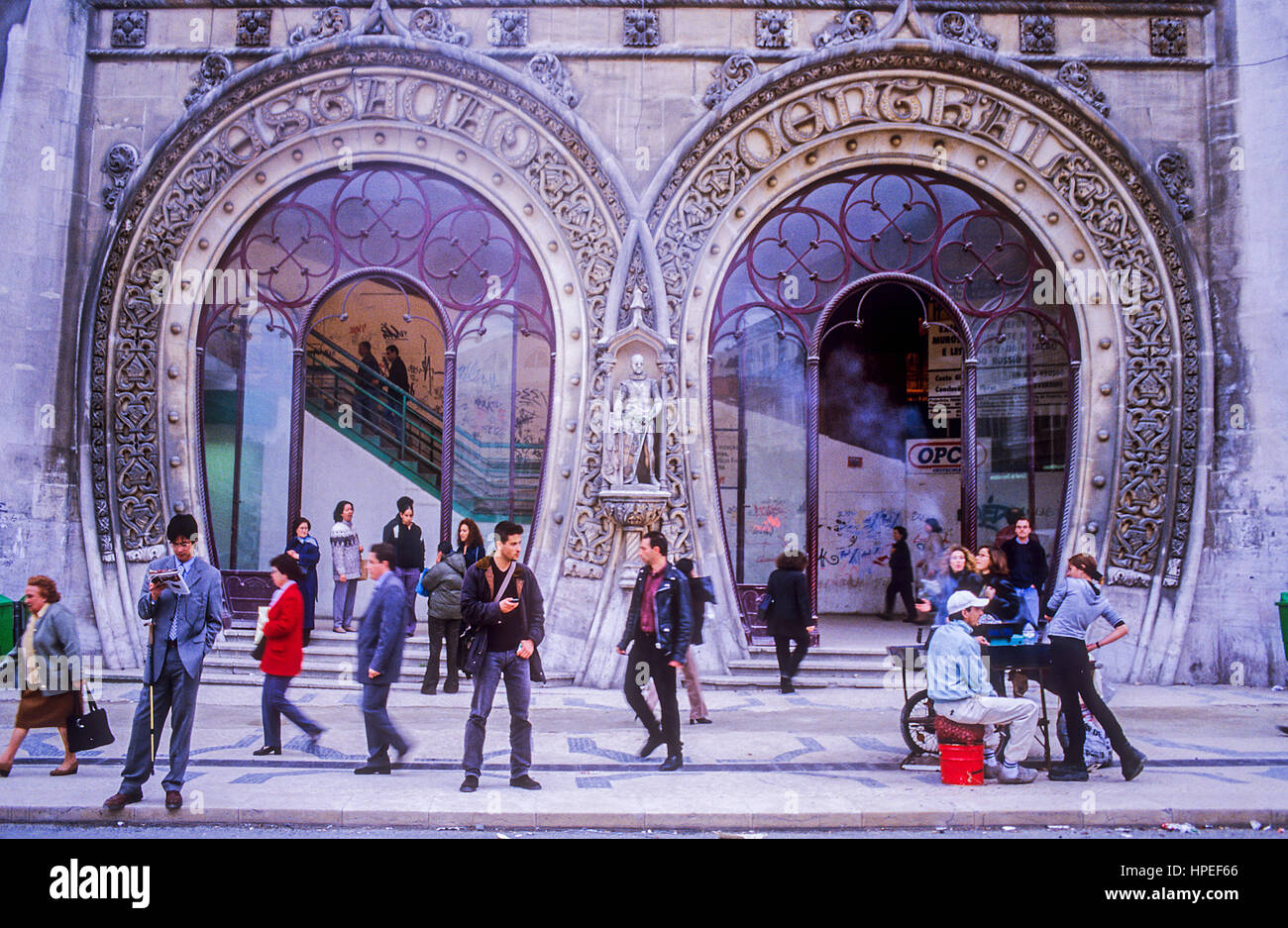 Entrance to Rossio Train Station, Lisbon, Portugal Stock Photo - Alamy