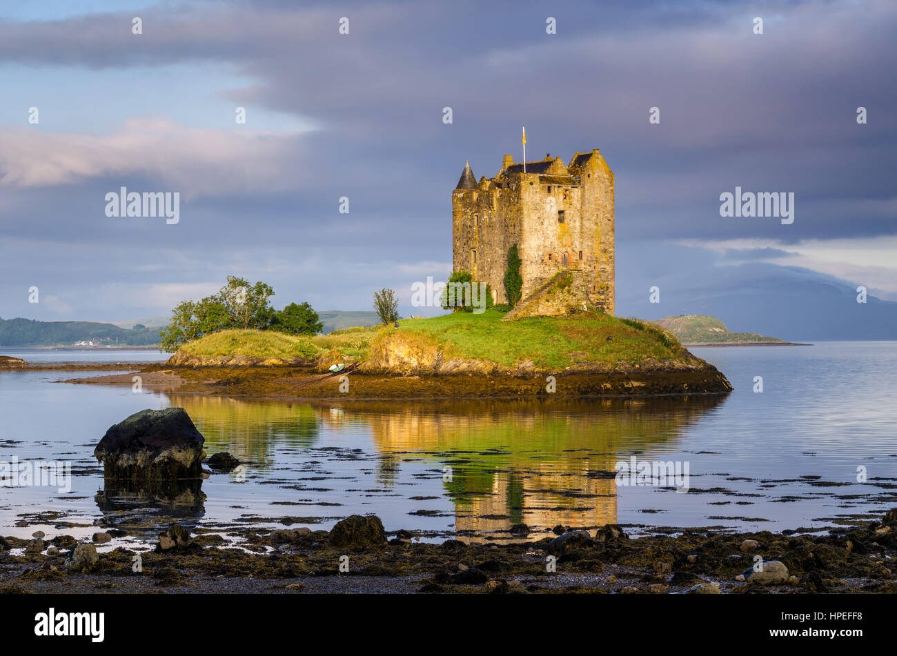 Stalker Castle in morning light, Highlands, Scotland Stock Photo - Alamy