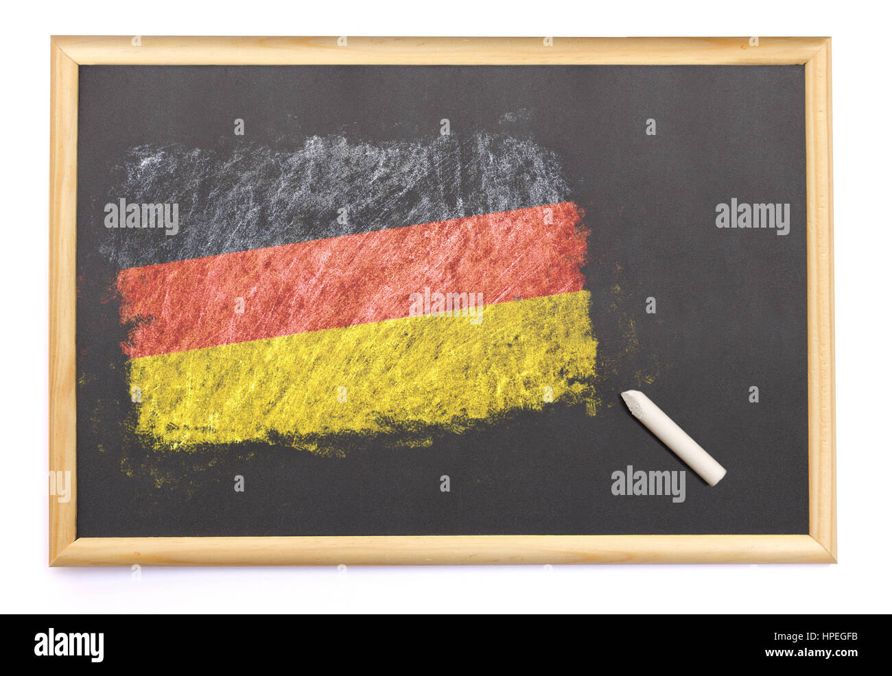 Blackboard with the national flag of Germany drawn on and a chalk ...