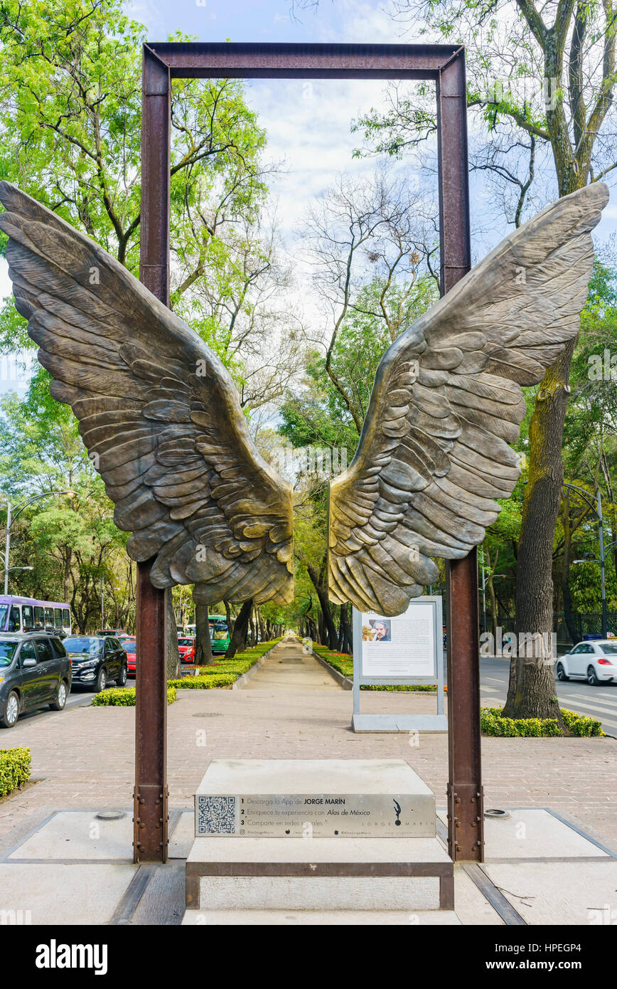 Mexico City, FEB 16: Beautiful wing statue near National Museum of ...