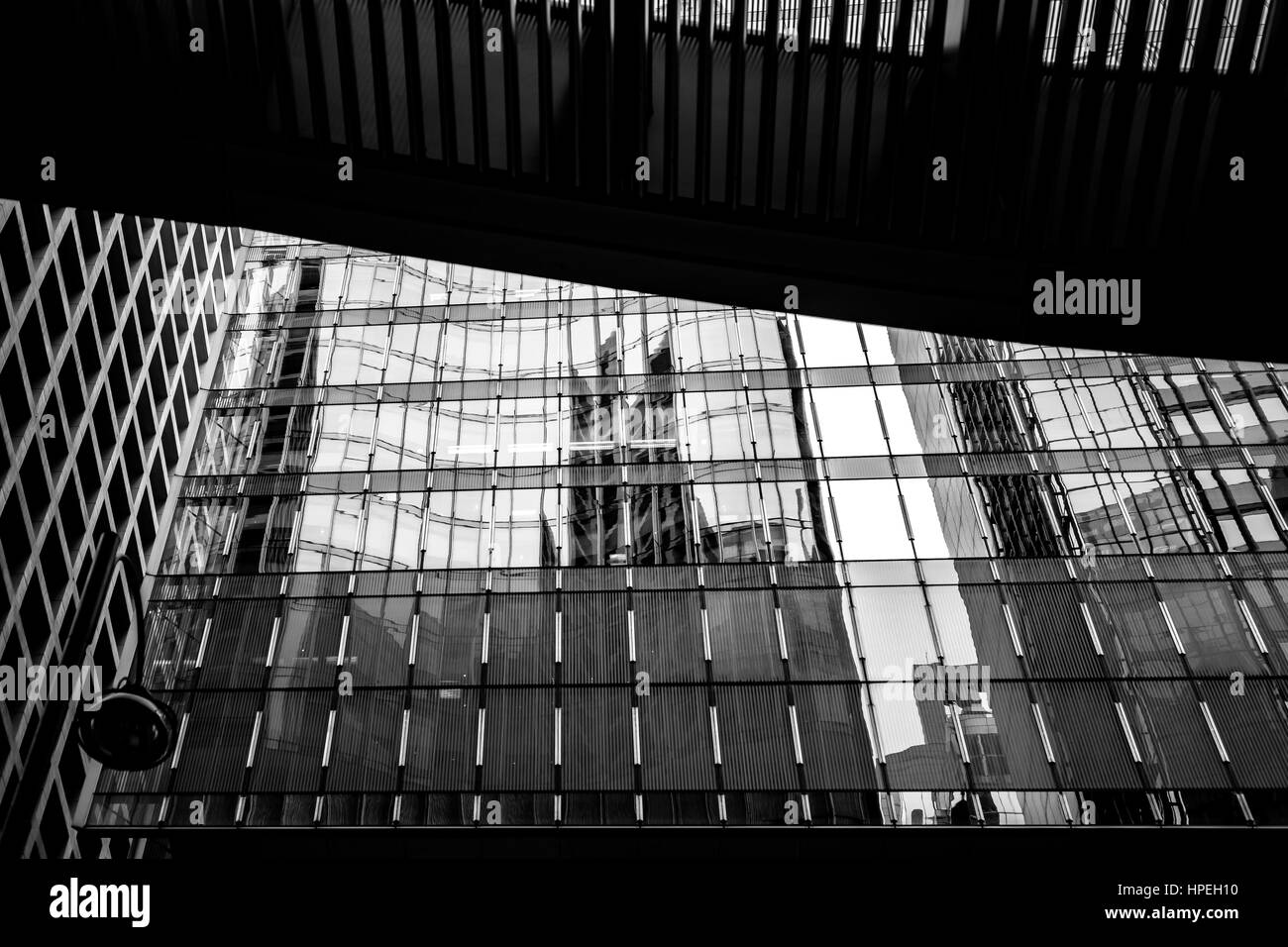 windows of commercial building in Hong Kong with B&W color Stock Photo ...