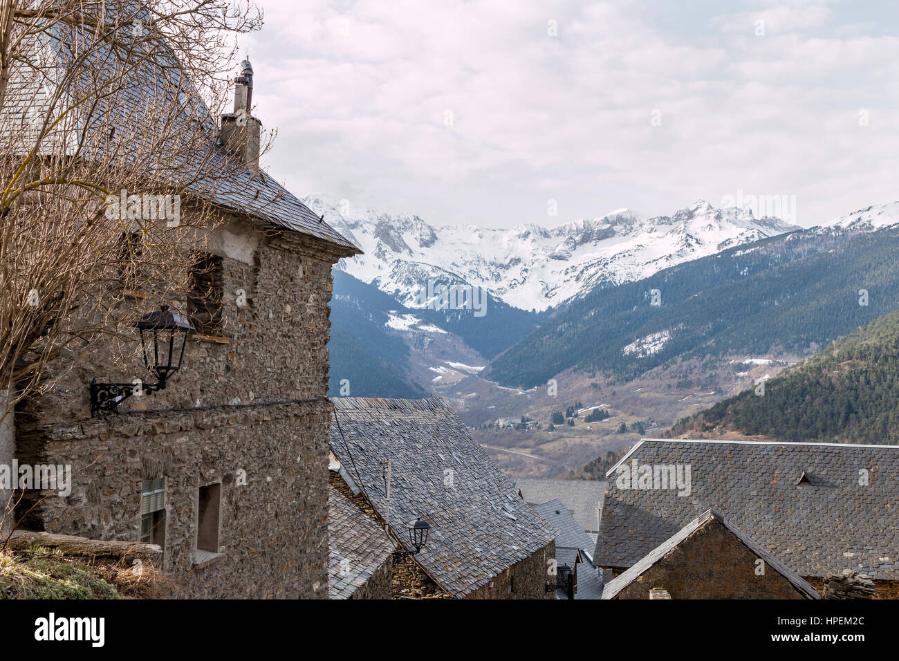 Landscape of a mountain village Stock Photo - Alamy