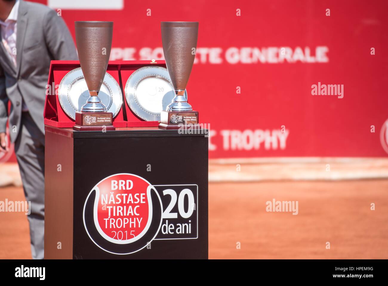 April 22, 2015: The trophy of the double competition of the ATP ...
