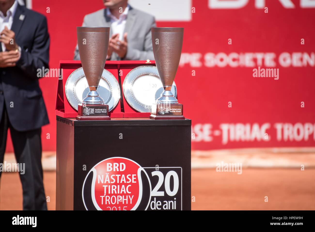 April 22, 2015: The trophy of the double competition of the ATP ...