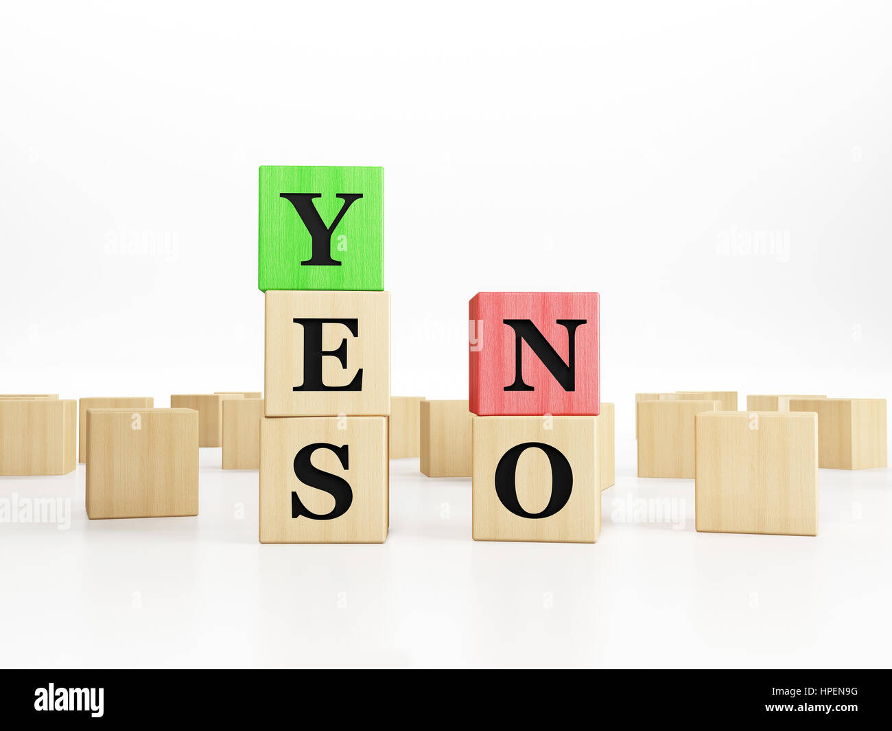 Yes and no text on wooden toy blocks Stock Photo - Alamy