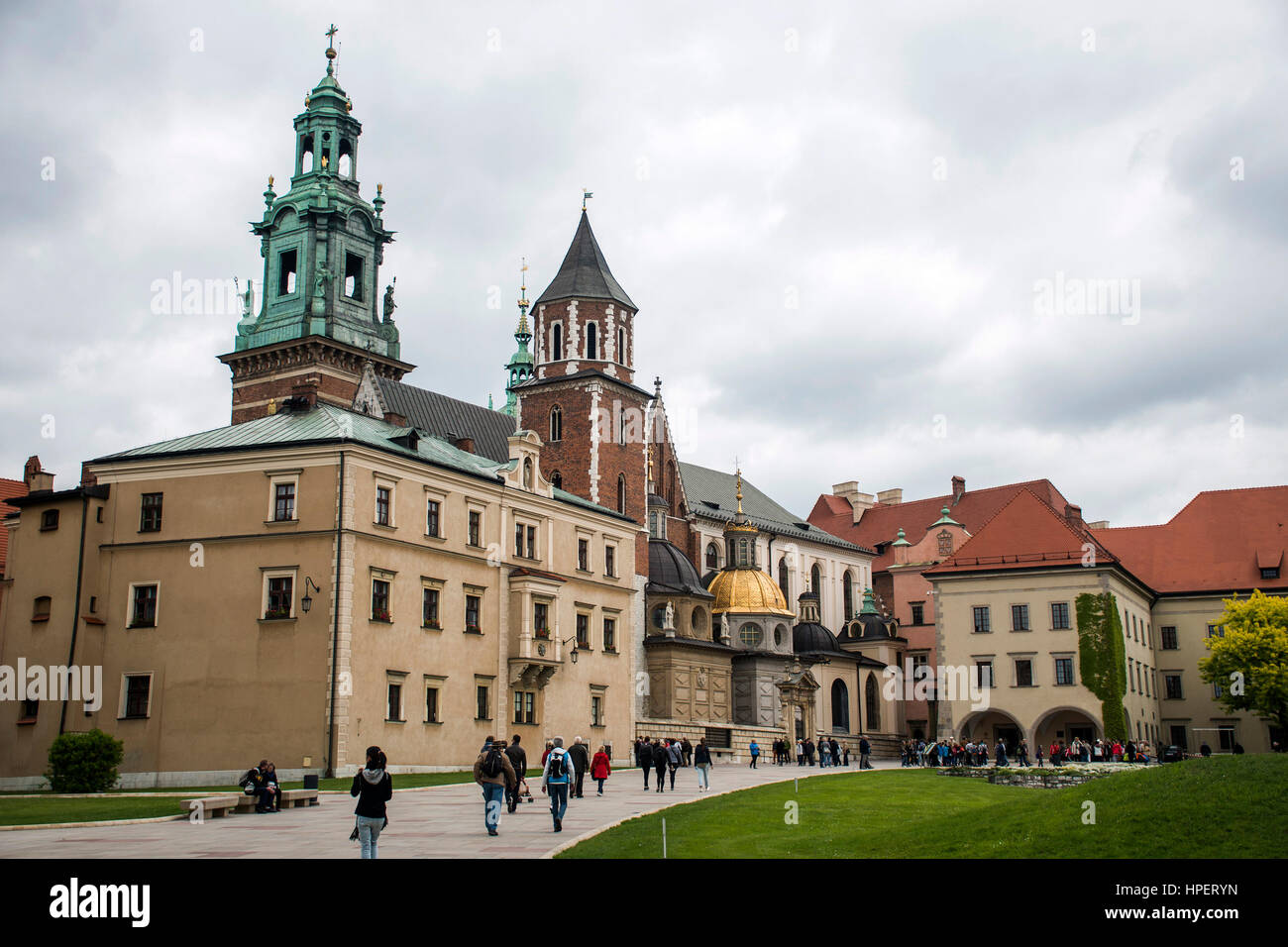 Krakow, Poland. Wawel Cathedral on the background of the grey sky Stock ...