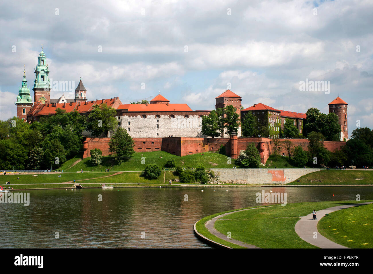 Krakow, Poland. Wawel Cathedral on the background of the grey sky Stock ...