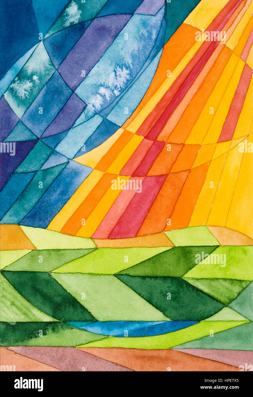 Aquarelle by Heidrun Füssenhäuser, Genesis, 'the second day', 'God ...