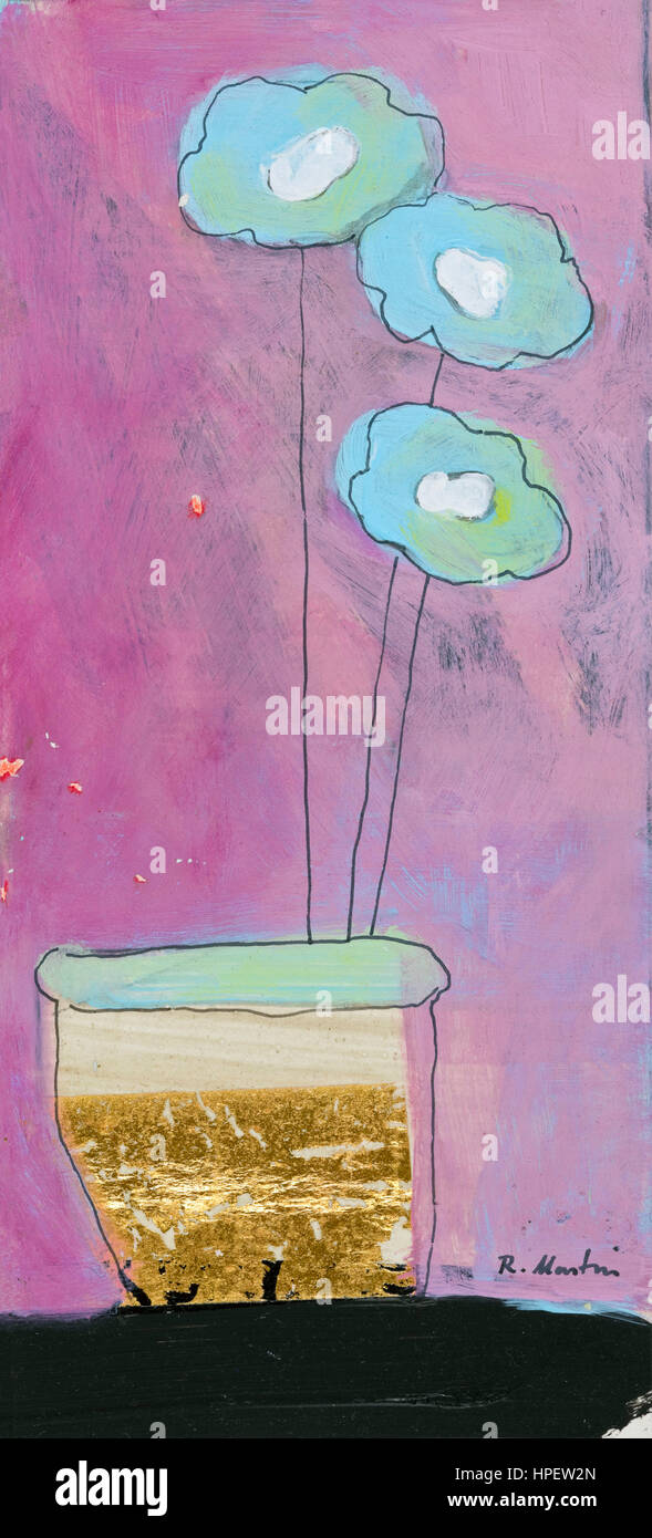 Paintings by Regine Martin, mixed technique, abstract flowers, flower ...