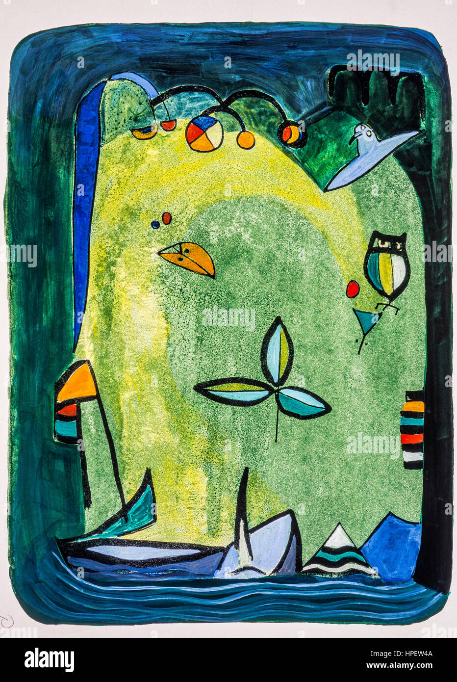 Painting of Pia Bühler, Lakeside II, etching and acrylic Stock Photo ...